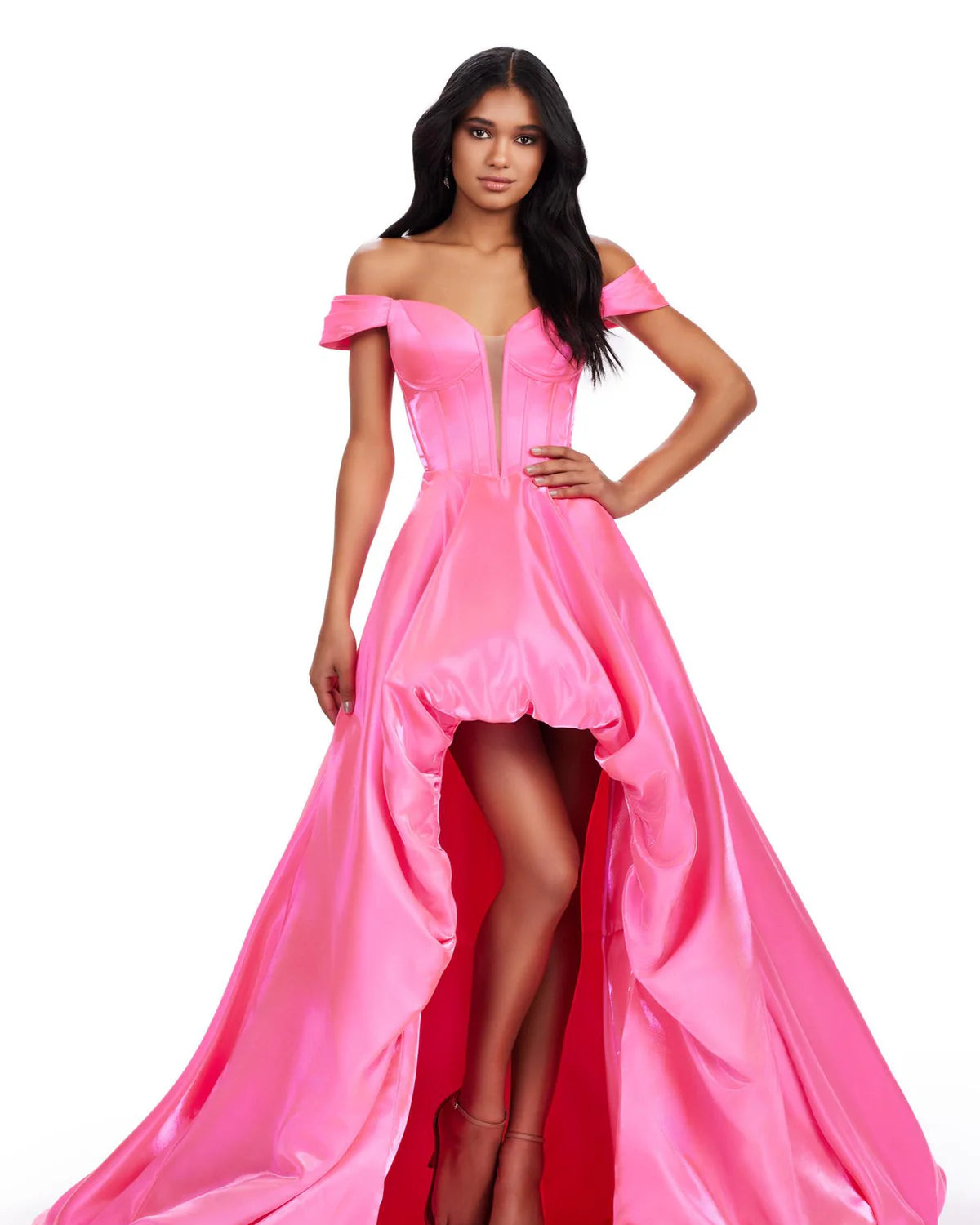 Antoinette - Satin Off Shoulder Corset High Low Bubble Hem The ...