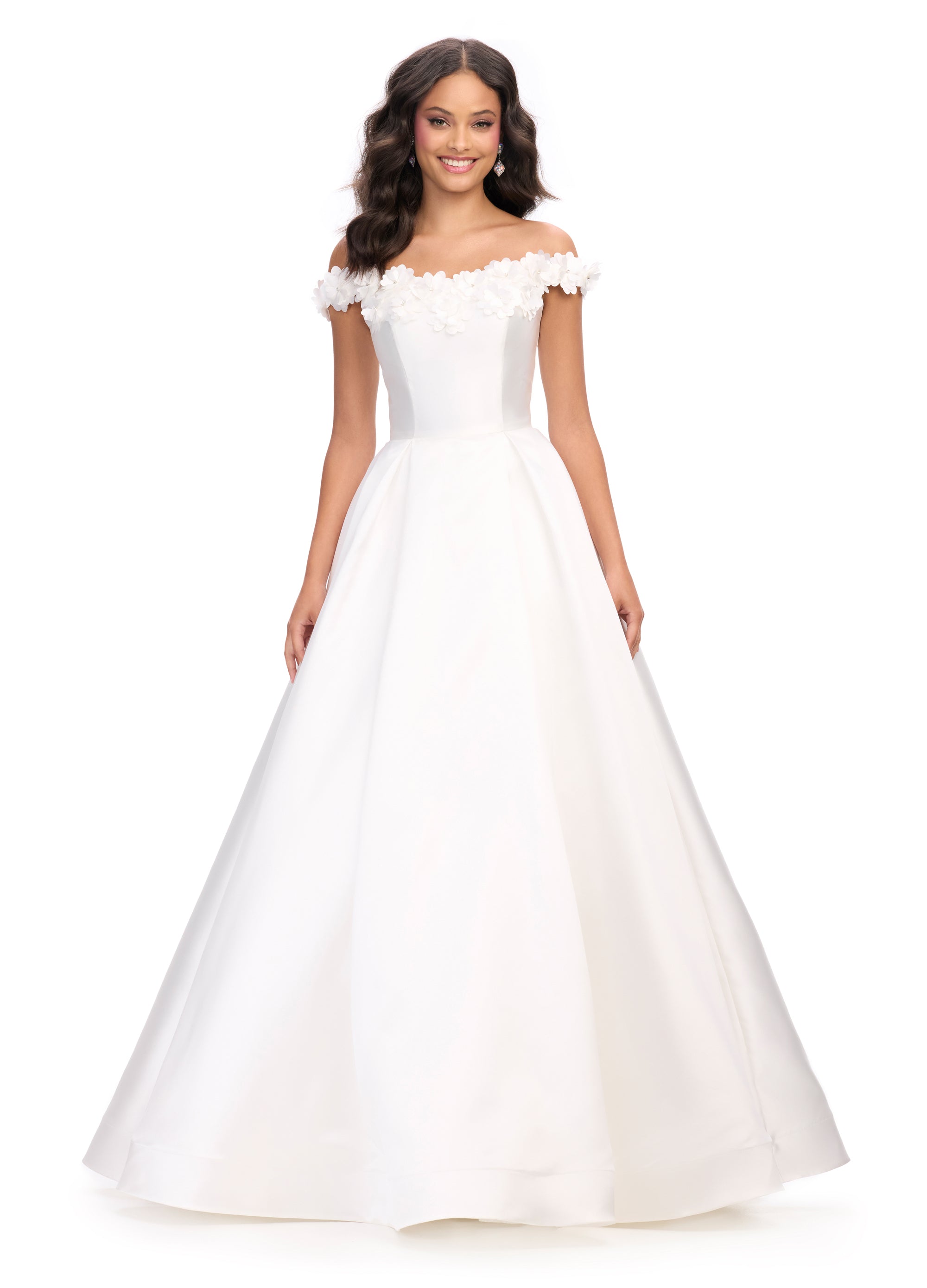 Sena - Off-Shoulder Ball Gown With Floral Appliqué